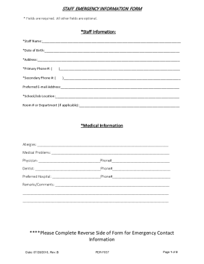 Fillable Online staff emergency information form Fax Email Print ...