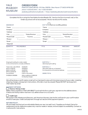 Fillable Online peabody yale ORDER FORM - Yale Peabody Museum Fax Email ...
