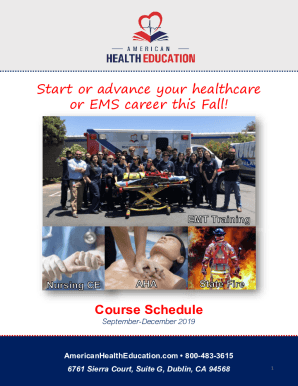 Fillable Online Course Schedule Start or advance your healthcare or EMS ...