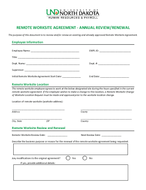 Fillable Online REMOTE WORKSITE AGREEMENT Fax Email Print - pdfFiller
