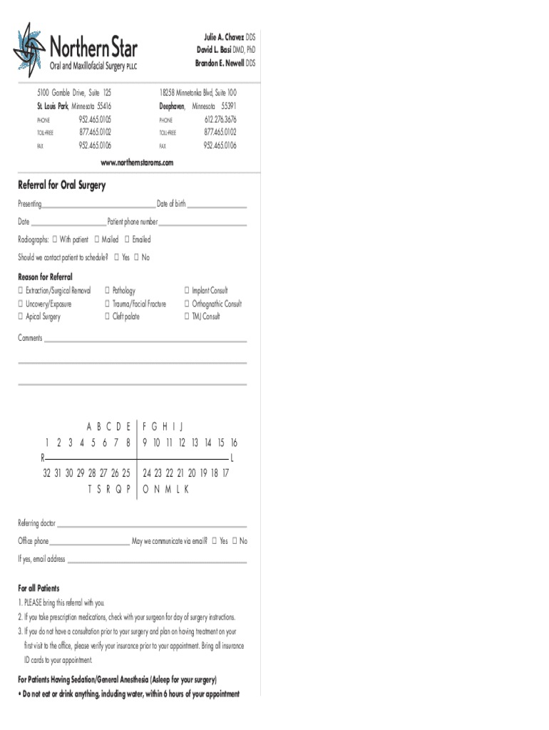 Fillable Online Referral for Oral Surgery R Fax Email Print - pdfFiller