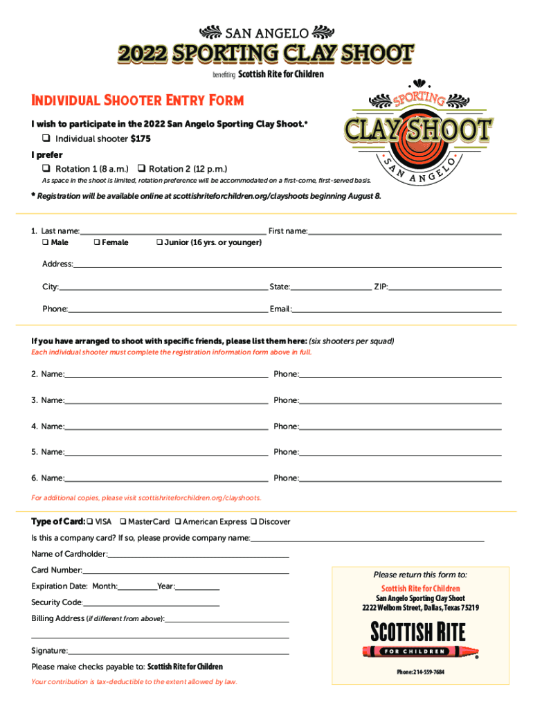 Fillable Online Individual Shooter Entry Form Fax Email Print - pdfFiller