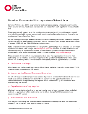Fillable Online Overview: Common Ambition expression of interest form ...