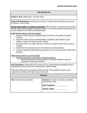 Fillable Online Student-Facing Document Task Background Domain & Area ...