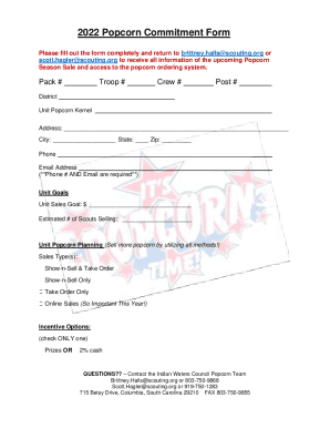 Fillable Online 2022 Popcorn Commitment Form Fax Email Print - pdfFiller