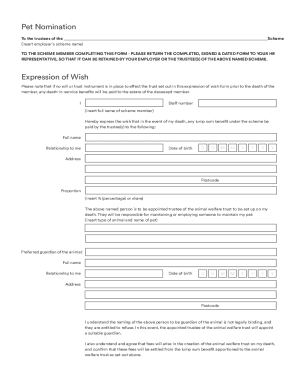 Fillable Online Expression of Wish Pet form Fax Email Print - pdfFiller