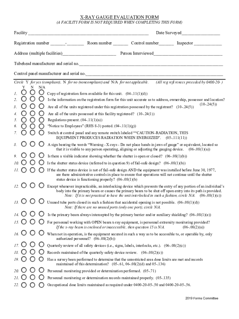 Fillable Online X-RAY GAUGE EVALUATION FORM Fax Email Print - pdfFiller