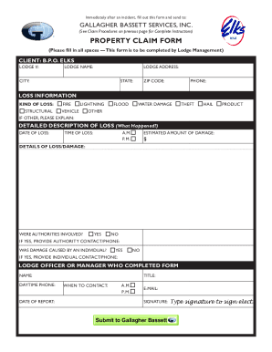 Fillable Online Gallagher Bassett Claim Report Form Fax Email Print ...