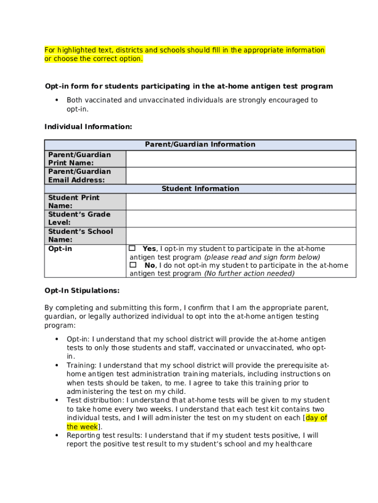 At home antigen test template letter for staff, English Doc Template ...