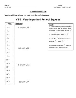 Fillable Online How to simplify square roots (review) (article) Fax ...
