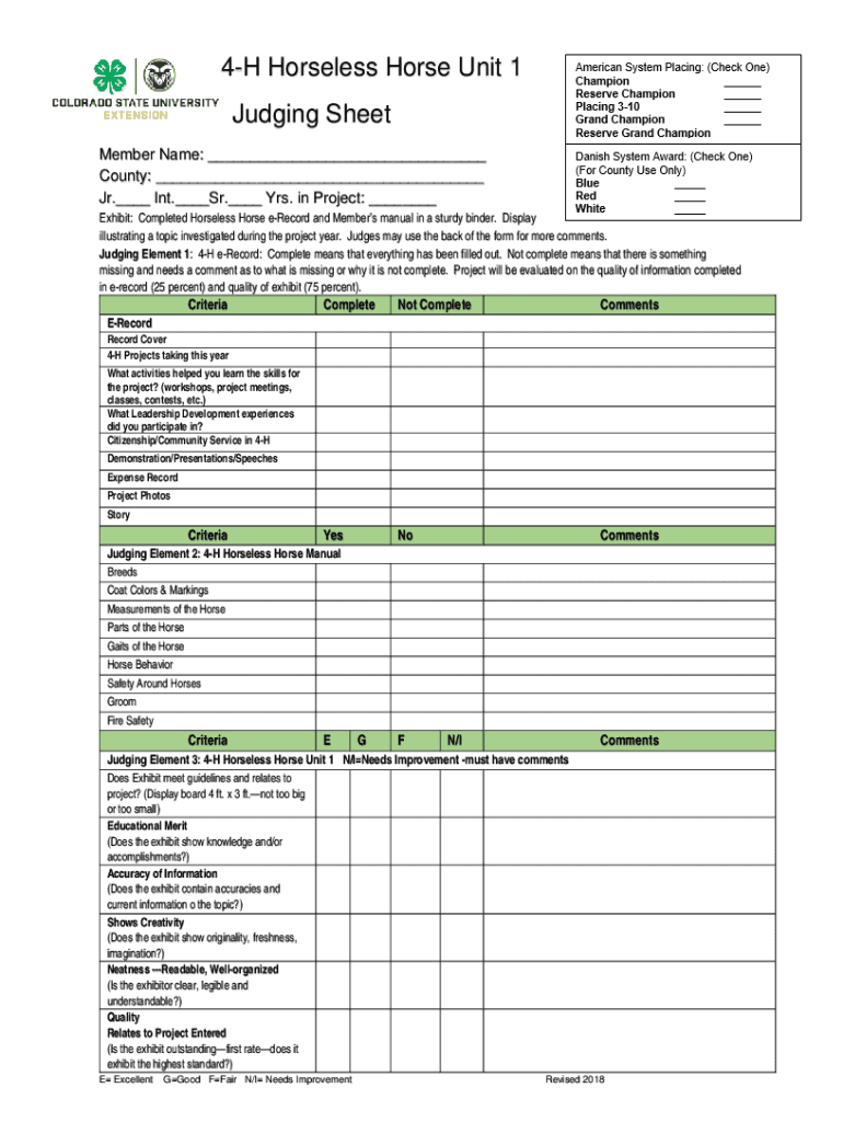 Fillable Online Horseless Horse Unit 4 Brushing Up on Horses - Colorado ...
