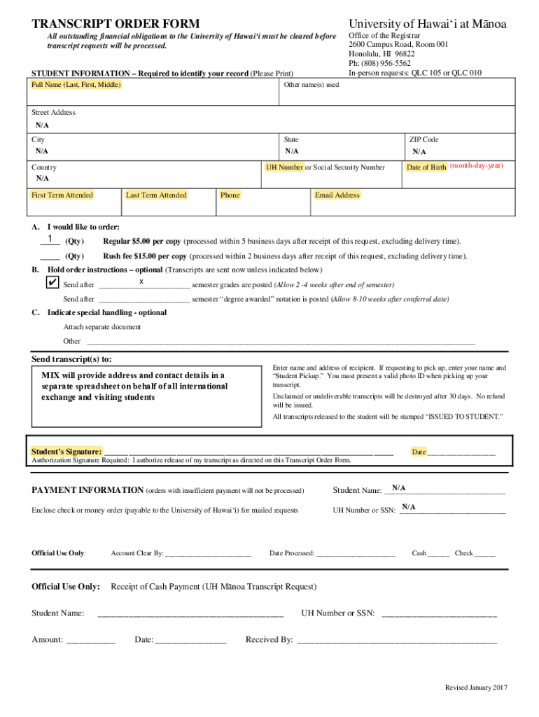 Fillable Online manoa hawaii Transcripts / Court ReportersUnited States ...