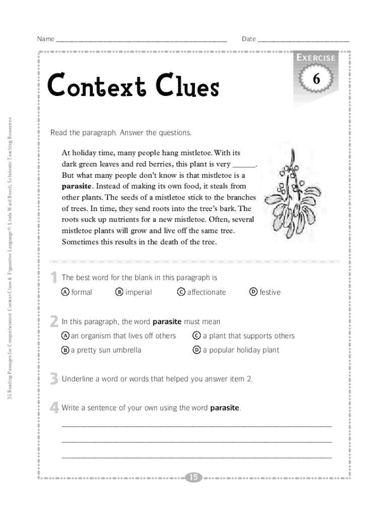 Fillable Online 35 Reading Passages for Comprehension- Context ...