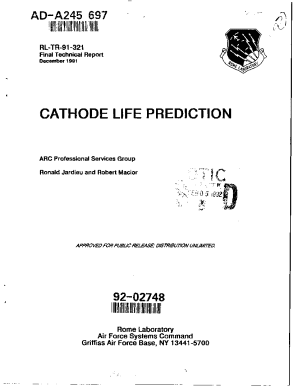 Fillable Online CATHODE LIFE PREDICTION Fax Email Print - pdfFiller