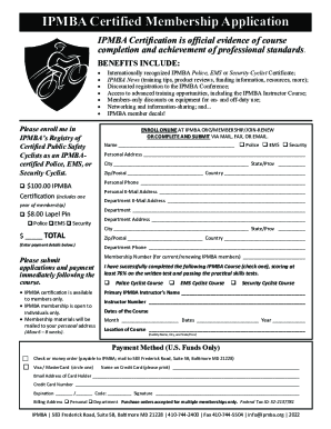 Fillable Online IPMBA Certified Membership Application Fax Email Print ...