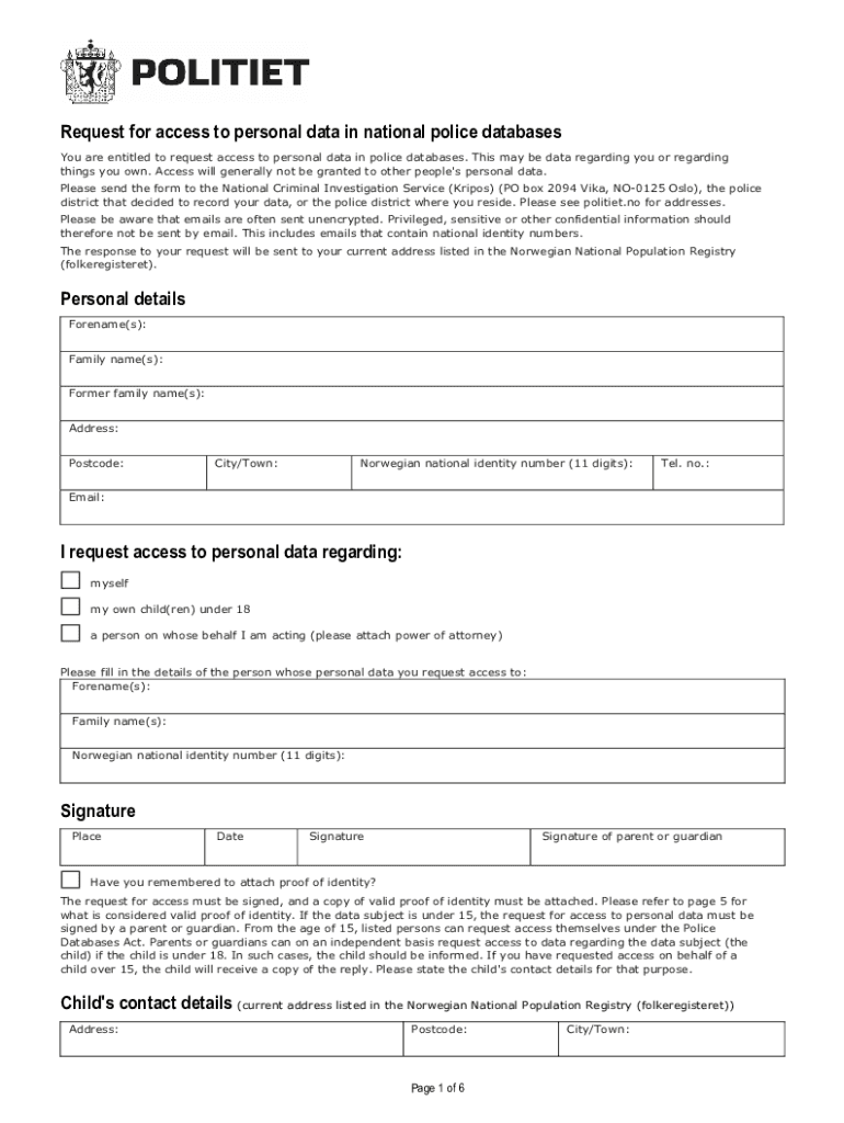 Fillable Online request-for-access-to-personal-data-in-national-police ...