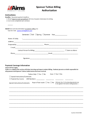 Fillable Online Sponsor Authorization Form Fax Email Print - pdfFiller