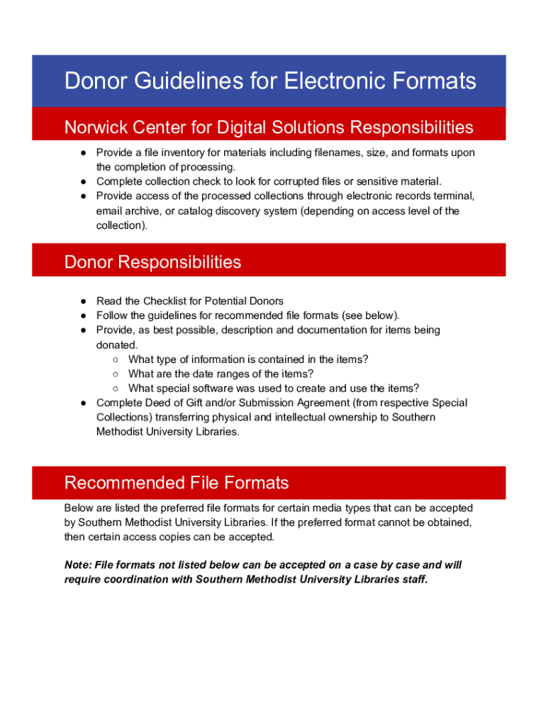 Fillable Online Southern Methodist University Libraries Donor ...