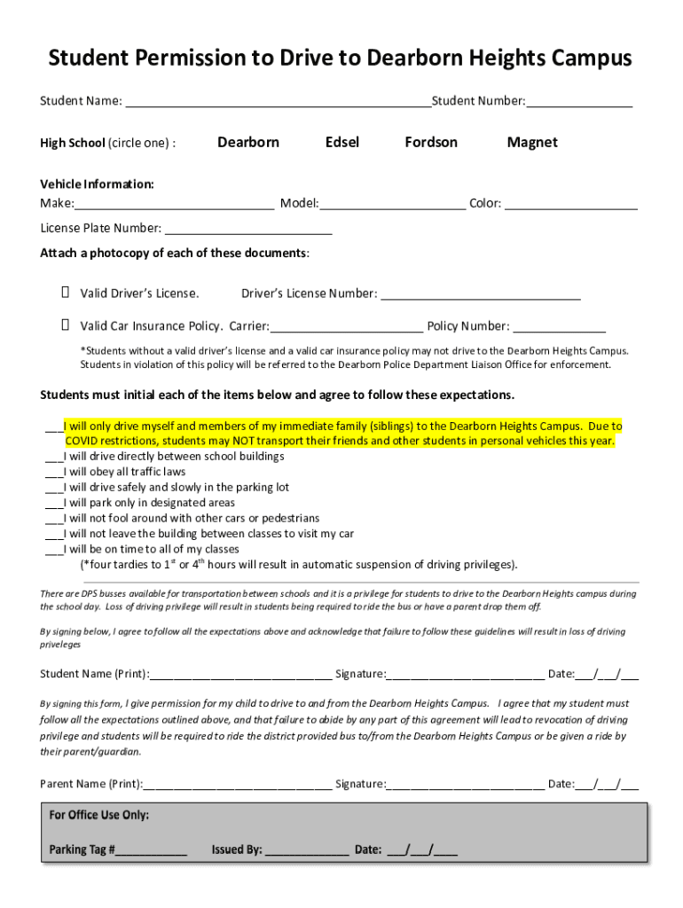 Fillable Online Student Driving Forms - DCMST School News Fax Email ...