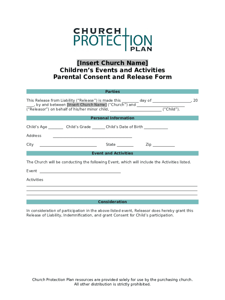 BPBC Youth Ministry Waiver & Parental Consent ... Doc Template | pdfFiller