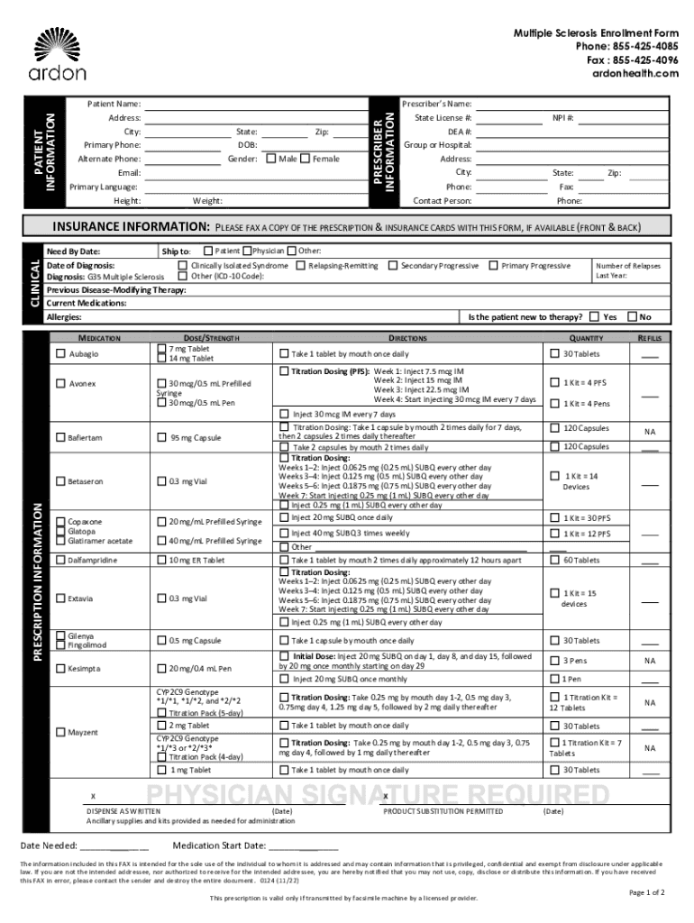 Fillable Online About Ardon Health specialty pharmacy services company ...