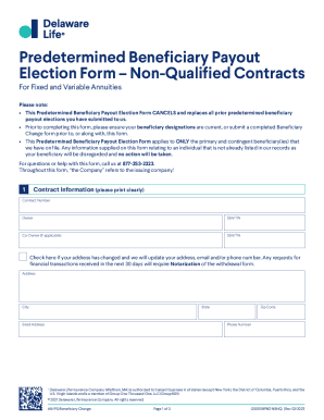 Fillable Online Predetermined Beneficiary Payout Election Form Fax Email Print - pdfFiller