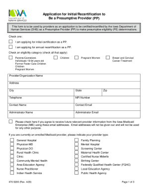Fillable Online Form 470-5200 Application for Initial/Recertification ...