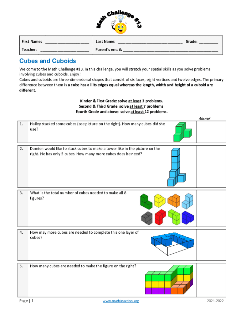 Fillable Online Math Challenge - Free Math Challenge Program for ...
