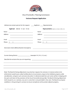 Fillable Online Planning Commission Variance Request Application Fax ...