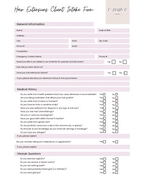 Fillable Online Fully Editable Hair Extension Consultation Form ...