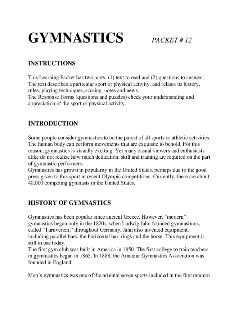 Fillable Online 4 Week Gymnastics in PE Unit Plan Bundle Resources ... Fax Email Print - pdfFiller