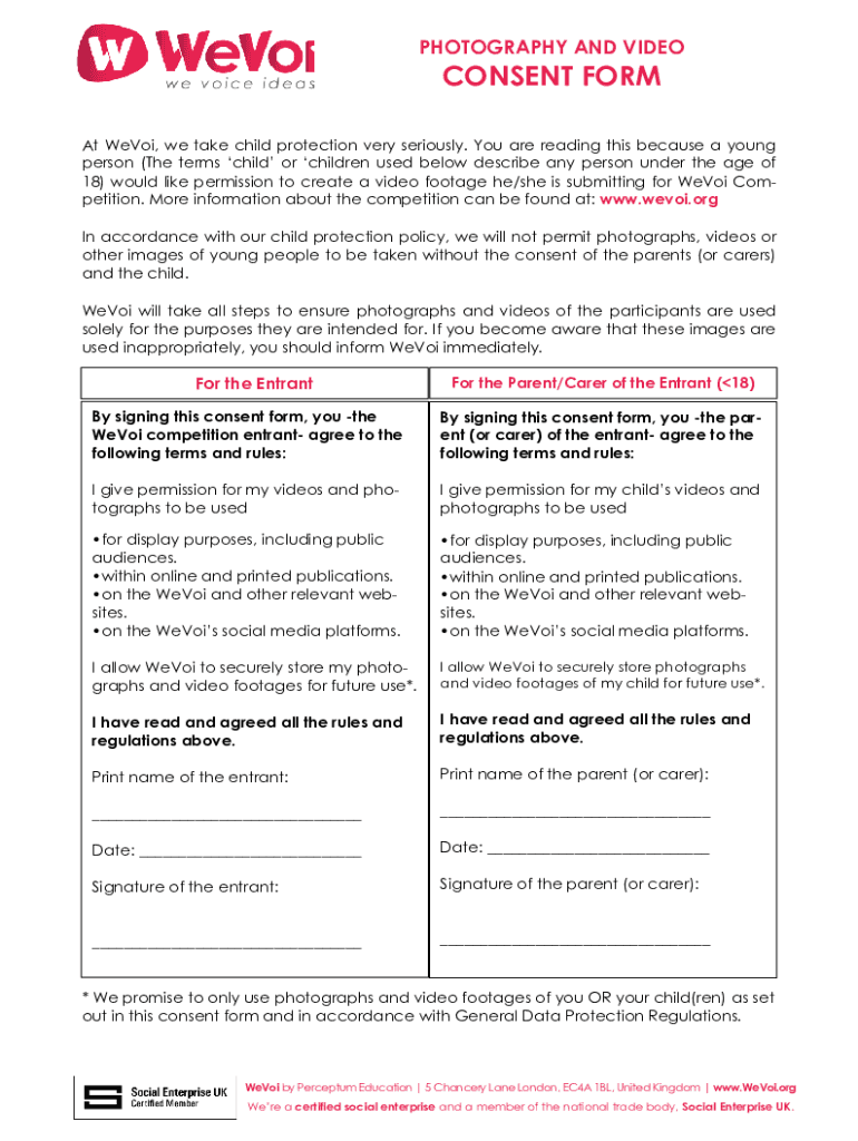 Fillable Online WeVoi Consent Form. WeVoi Consent Form Fax Email Print ...