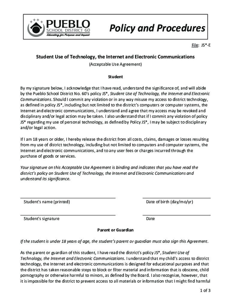 Fillable Online JS-E Student Use of Technology, the Internet and ...