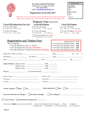 Fillable Online Registration Form & Fin. Policy 2022-2023.docx Fax ...