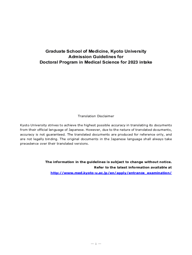 Fillable Online Guide for Applying to Doctoral Program in Medical ...