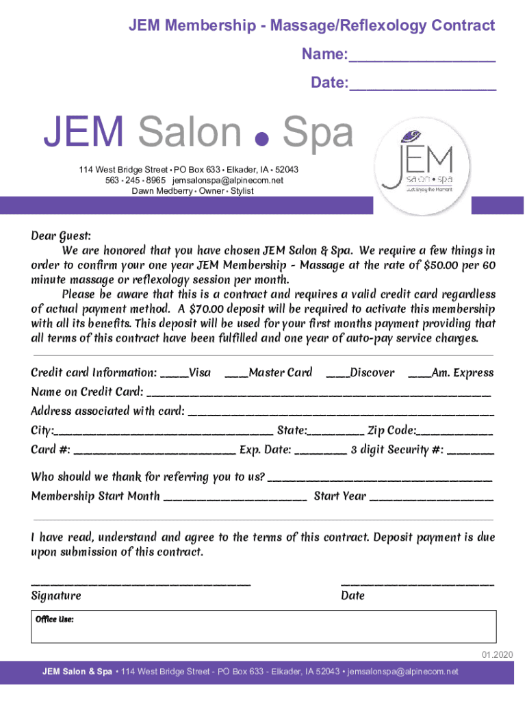 Fillable Online JEM Salon Spa Fax Email Print - pdfFiller