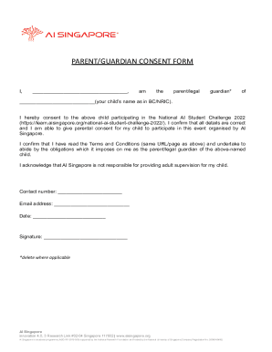 Fillable Online Parent/Guardian Consent Form - OMB 0920-0941 Fax Email ...