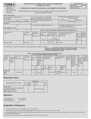 Fillable Online Form 4 SEC filings : r/CLVR Fax Email Print - pdfFiller