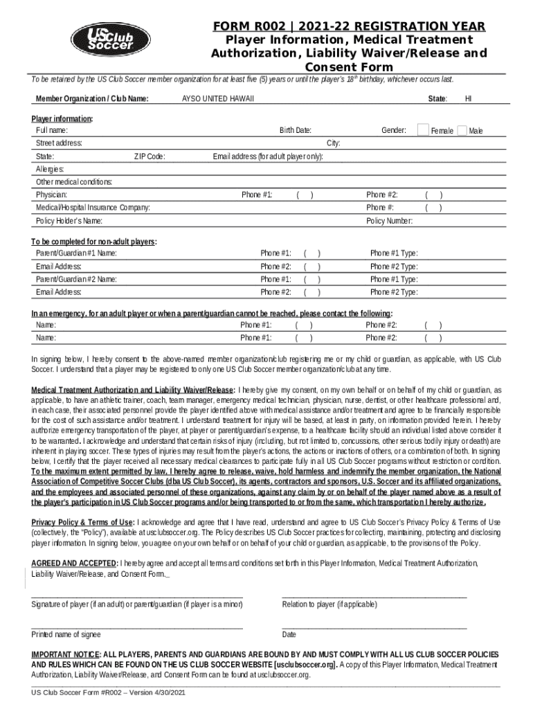 R002 2021-22 REGISTRATION YEAR Doc Template | pdfFiller