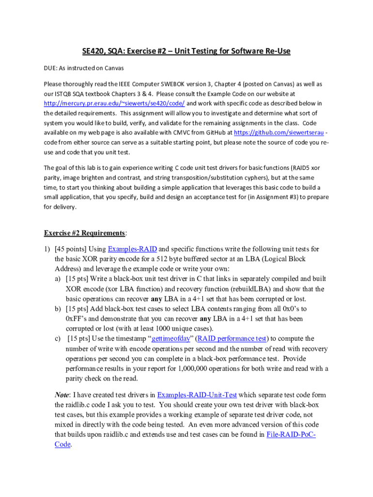 Fillable Online mercury pr erau SE420, SQA: Exercise #1Familiarity with Debugging for ... Fax ...