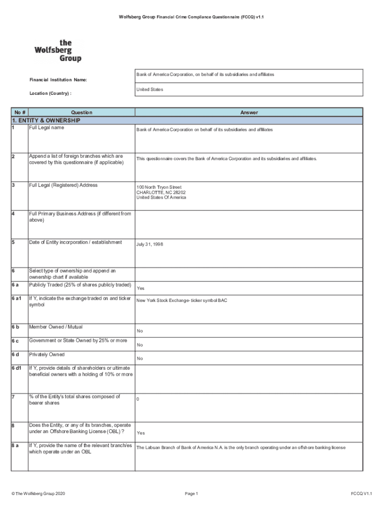 Fillable Online Wolfsberg Group Financial Crime Compliance ...