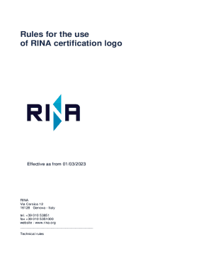 Fillable Online 01 Rules for the use of RINA certification logo.doc Fax ...