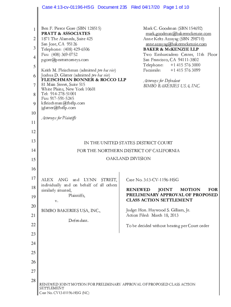 Fillable Online Class Action Complaint Ben F. Pierce Gore (SBN 128515 ...
