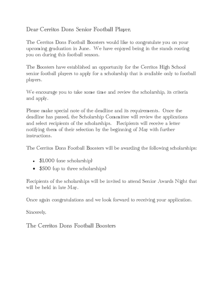 Fillable Online Dear Cerritos Dons Senior Football Player - cloudfront ...