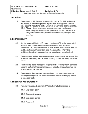 Fillable Online Rodent Import and Quarantine SOP #: VT303 Effective ...