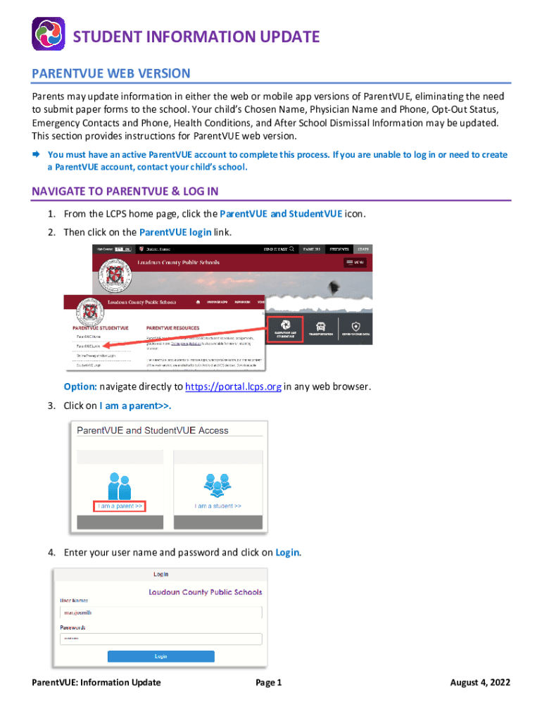 Fillable Online Synergy SIS - ParentVUE and StudentVUE User Guide ... Fax Email Print - pdfFiller