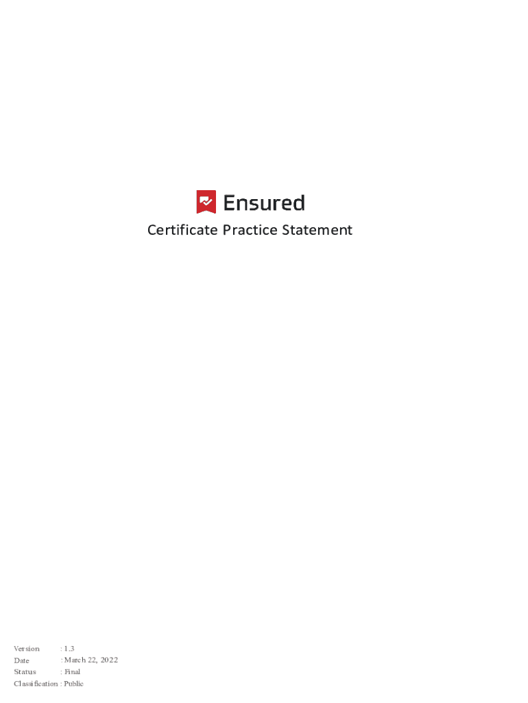 Fillable Online Certificate Practice Statement Ensured Fax Email 