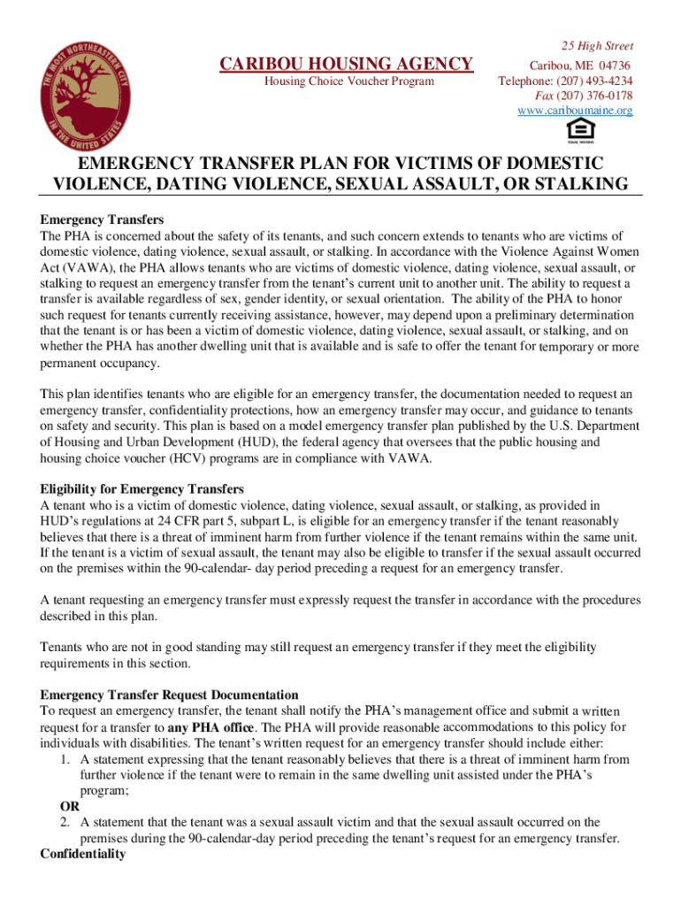 Fillable Online EMERGENCY TRANSFER PLAN FOR VICTIMS OF ... Fax Email ...