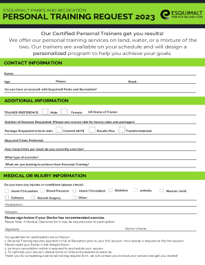 Fillable Online Our Personal Trainers - Marino Recreation Center Fax ...