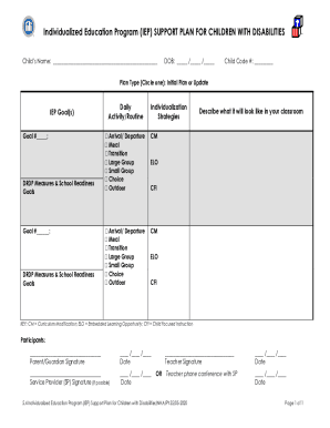 Fillable Online Individualized Education Program (IEP) SUPPORT PLAN ... Fax Email Print - pdfFiller